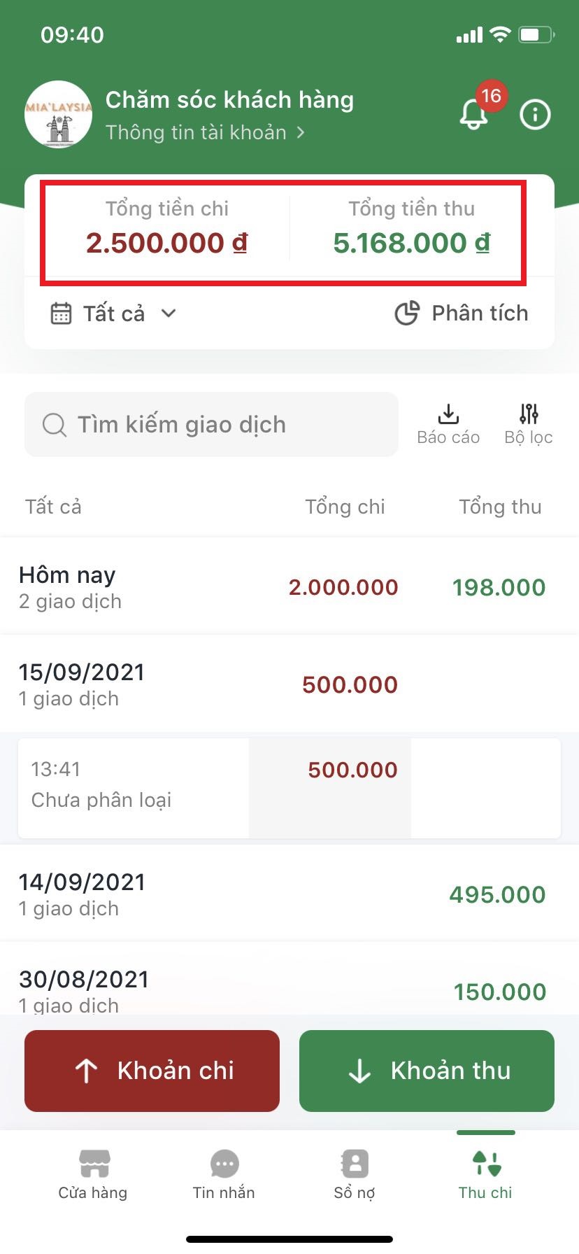 Giải thích mọi thứ trong mục Sổ Thu Chi - Sổ Bán Hàng