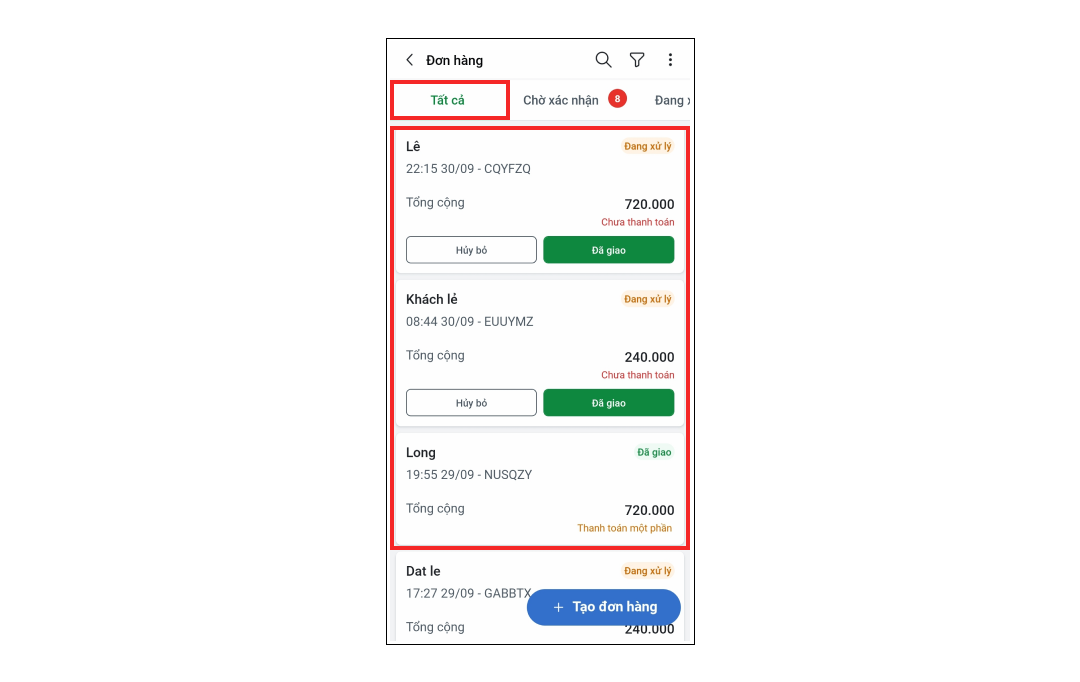 Các trạng thái đơn hàng trên Sổ Bán Hàng - Sổ Bán Hàng
